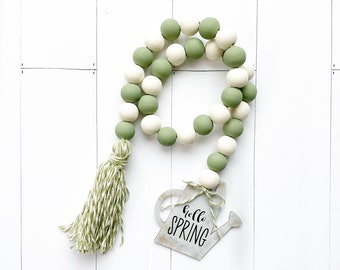 Handcrafted Wood Bead Garland in Shades of Grey With White - Etsy