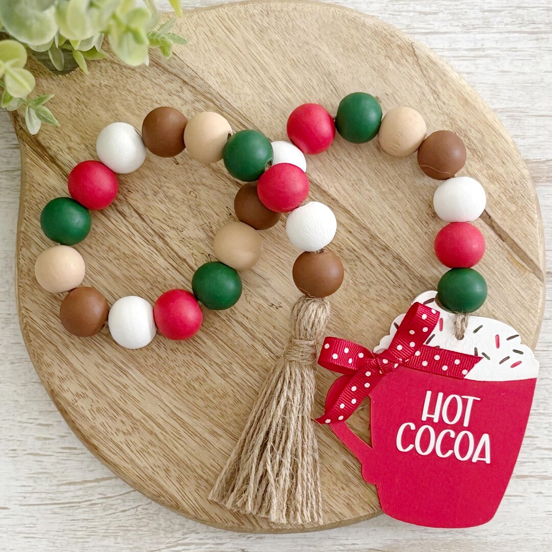 Hot Cocoa Wood Bead Garland: Hand-painted Christmas Decor - Etsy
