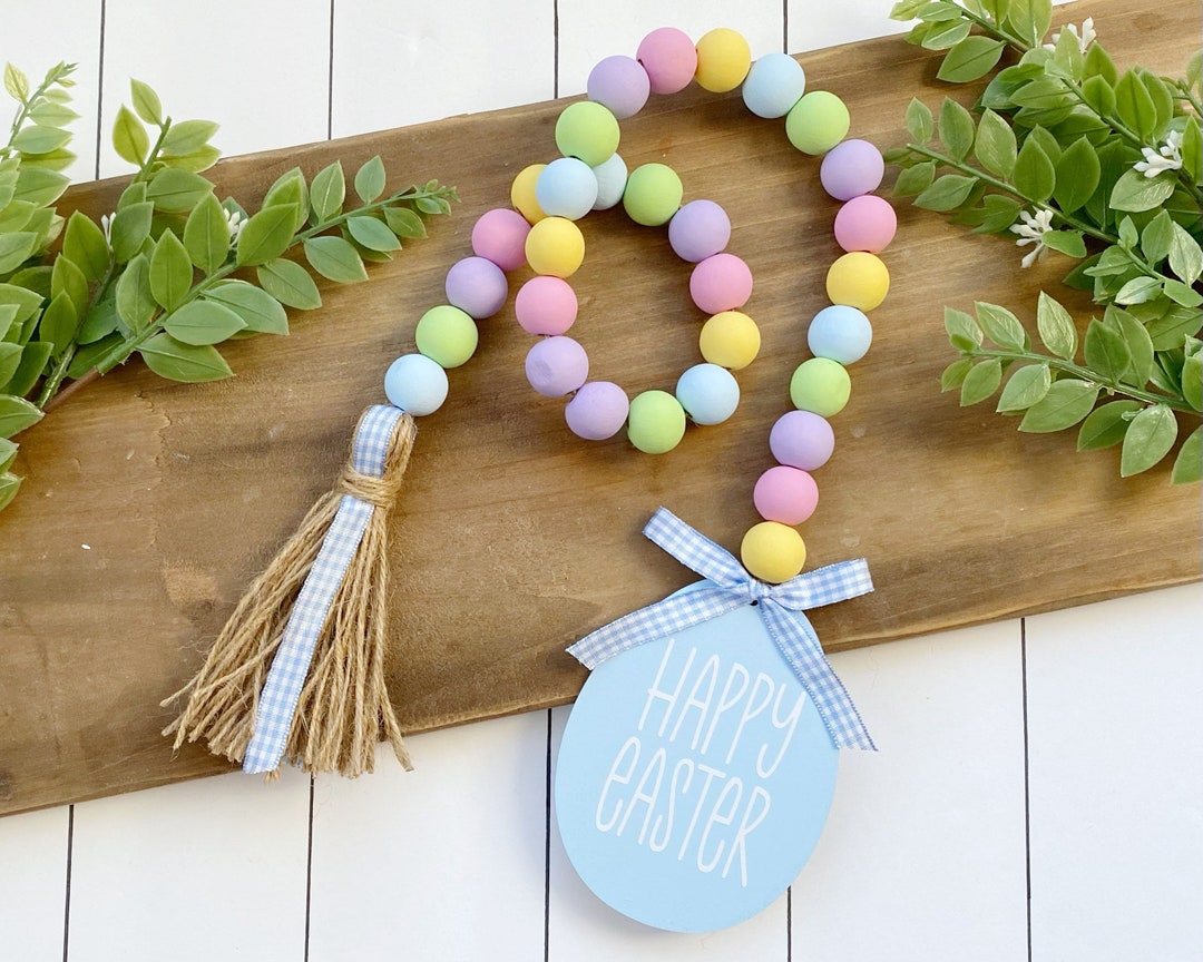 Easter Wood Bead Garland, Beaded Garland, Easter Tiered Tray Decor ...