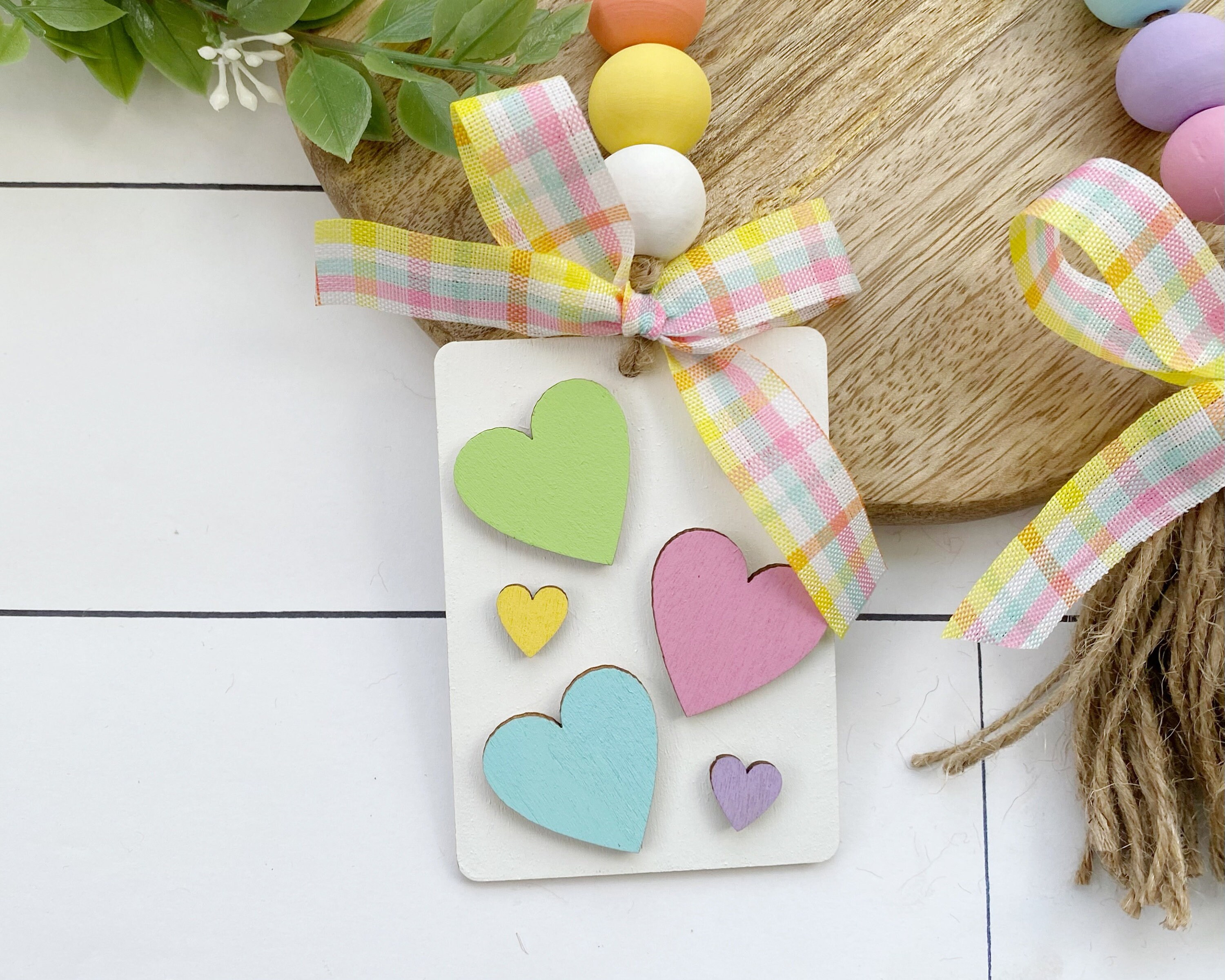 Candy Hearts Wood Bead Garland Valentines Tiered Tray Decor - Etsy
