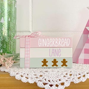 Christmas Mini Book Stack Tiered Tray Decorations Wooden Books Farmhouse Holiday Book Stack ...