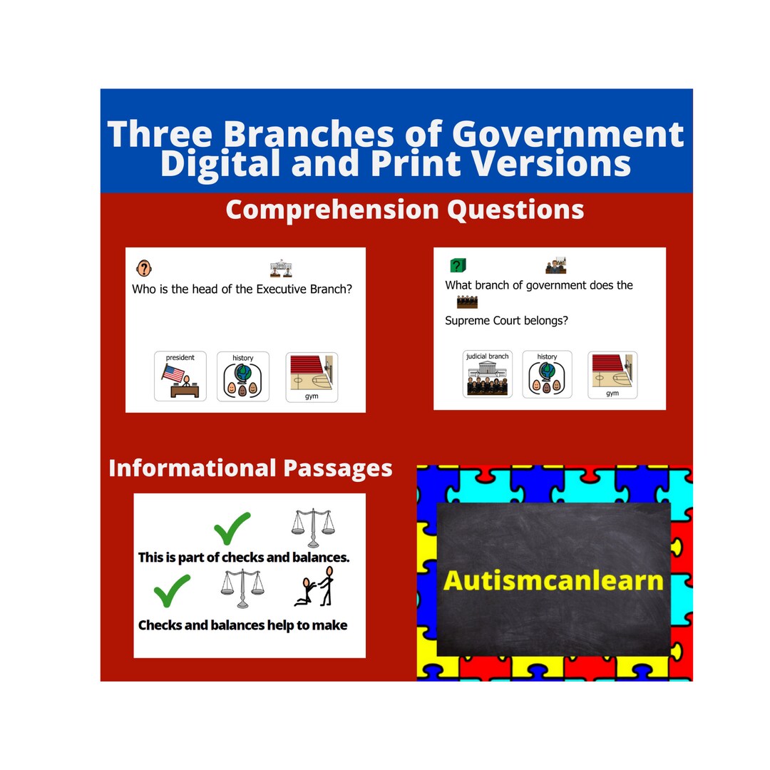 Branches of Government Symbol Based Lesson for Visual Learners - Etsy