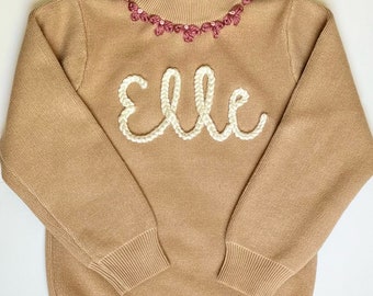 Chunky Hand Embroidered Game Day Sweater - Etsy