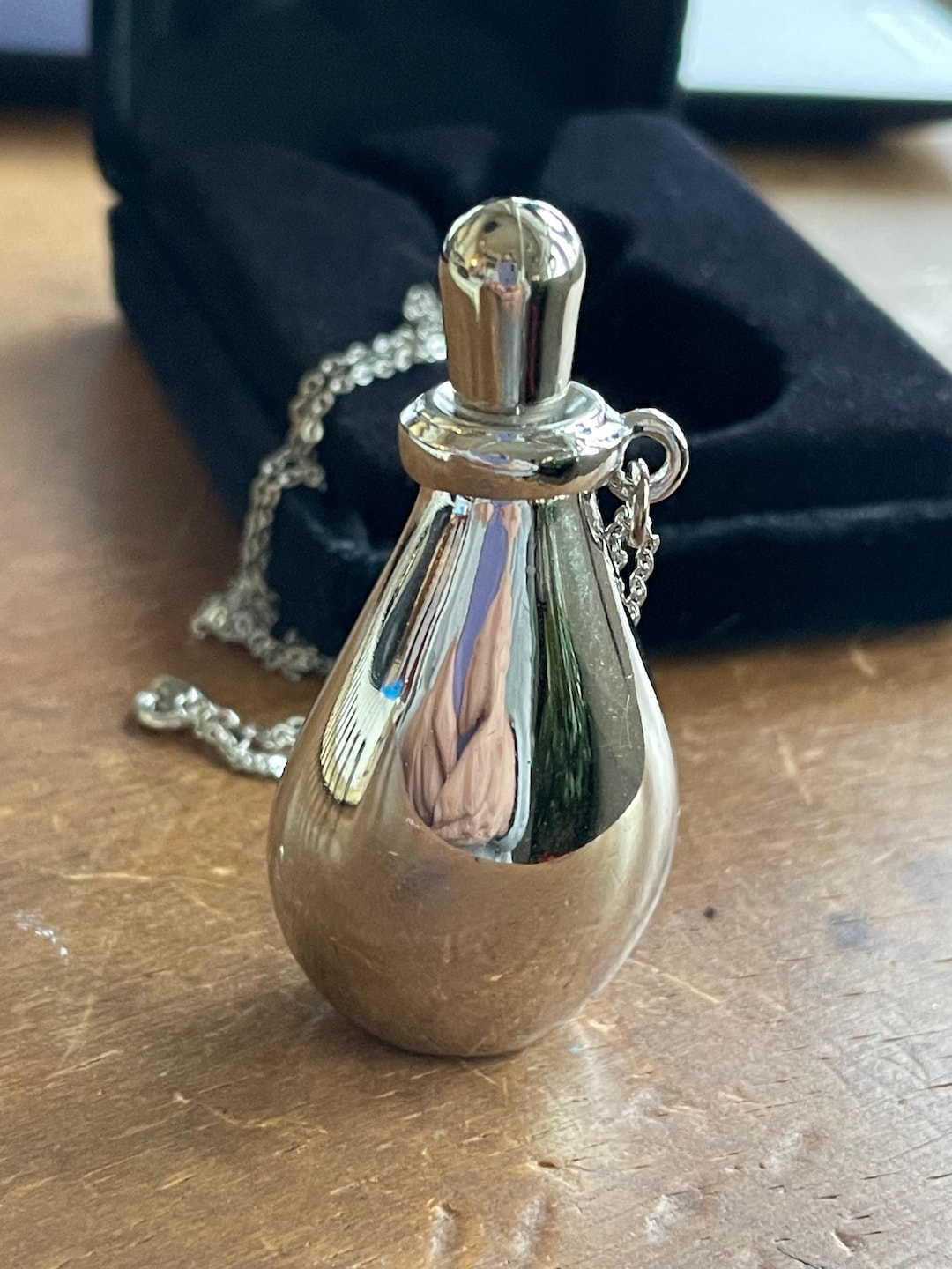 Vintage Halston Silver Perfume Bottle Necklace “fragrance Jewel” Gift ...