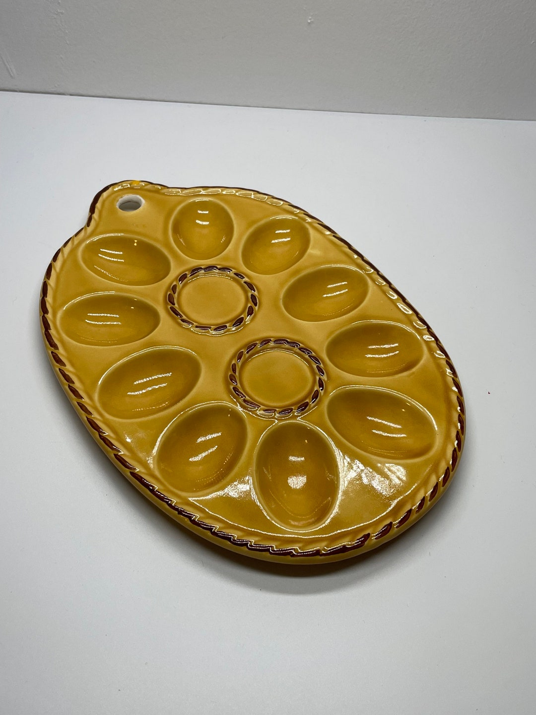 Vintage Viking Made in Japan Mustard Tan Deviled Eggs Serving Easter ...