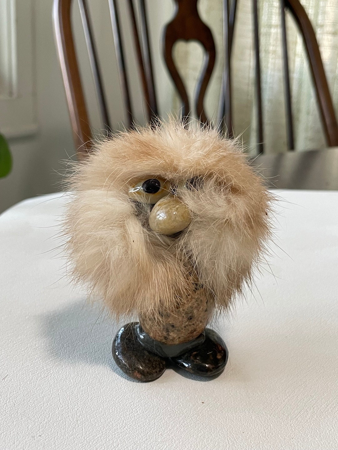 Vintage Stone Gonk Troll Yngve Rock Figure With Real Fur Hair ...