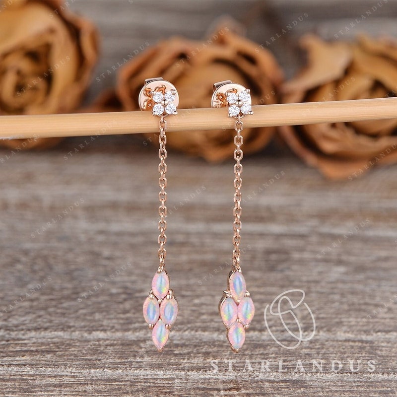 Rose Gold Opal Earrings - Etsy