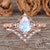 Magic Moon Ring Moonstone Engagement Rings 2pcs White Gold Moon ...