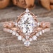 Unique Rose Gold Bridal Set 1.5ct Lab Grown Diamond Engagement - Etsy