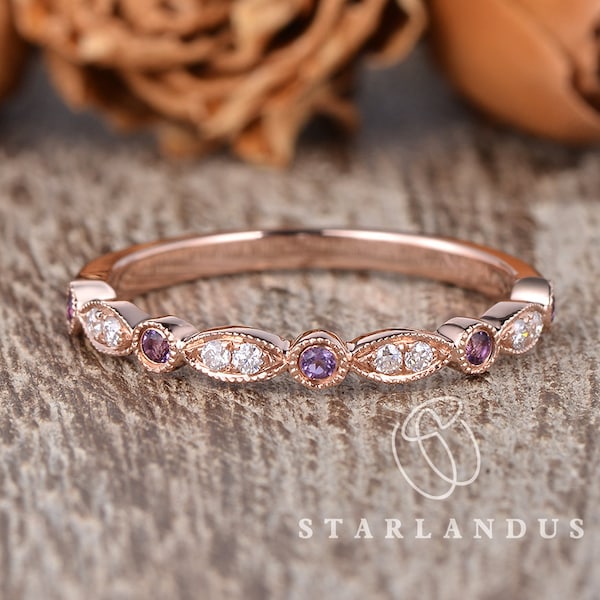 Rose Gold Amethyst Engagement Ring - Etsy