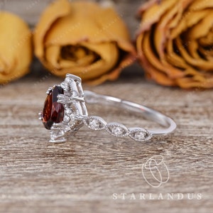 January Birthstone Engagement Ring 1ct Garnet Engagement Ring Rose Gold ...