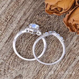 Moonstone Infinity Engaging Ring Set 2pcs Art Deco Engagement Ring ...