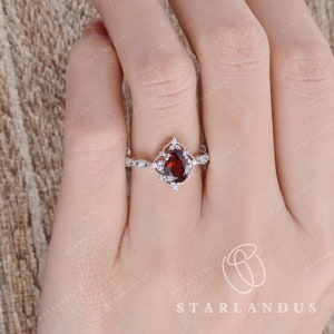 January Birthstone Engagement Ring 1ct Garnet Engagement Ring Rose Gold ...