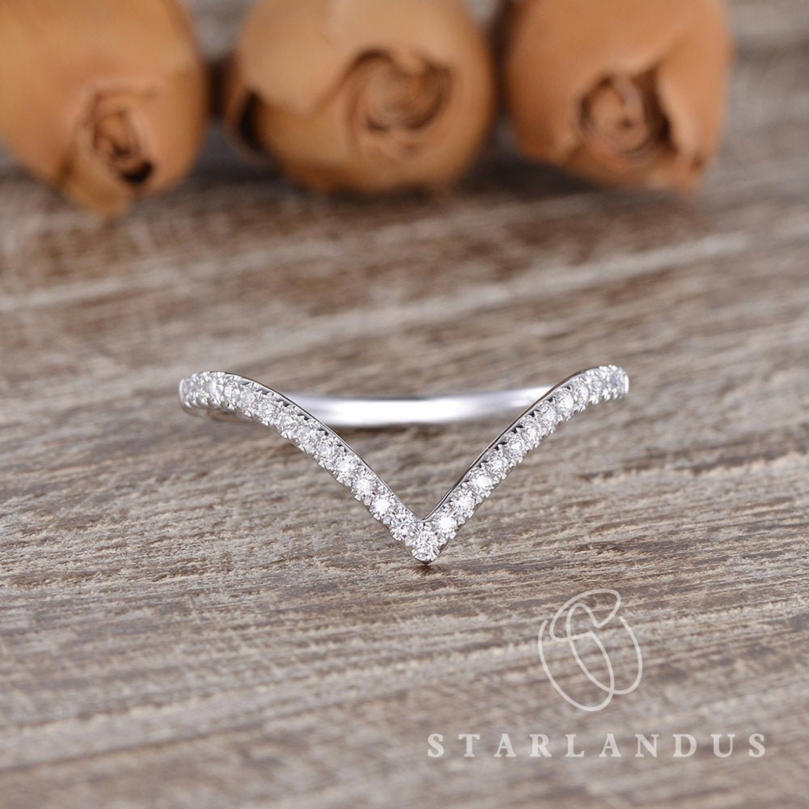 Custom Chevron Wedding Band Rose Gold Band Women Diamond Band - Etsy