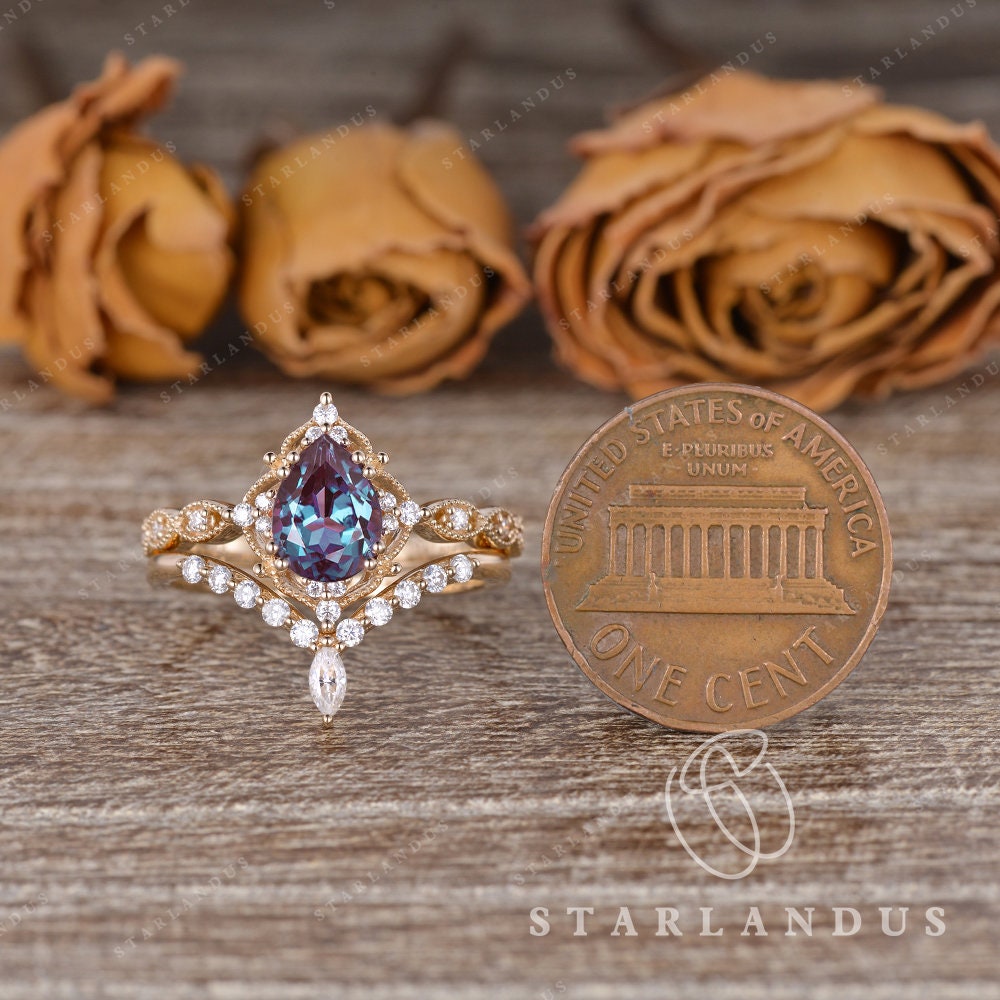 1ct Lab Alexandrite Engagement Ring Rose Gold Engagement Ring | Etsy