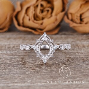 Custom Ring Setting Rose Gold Engagement Ring Art Deco Semi Mount ...