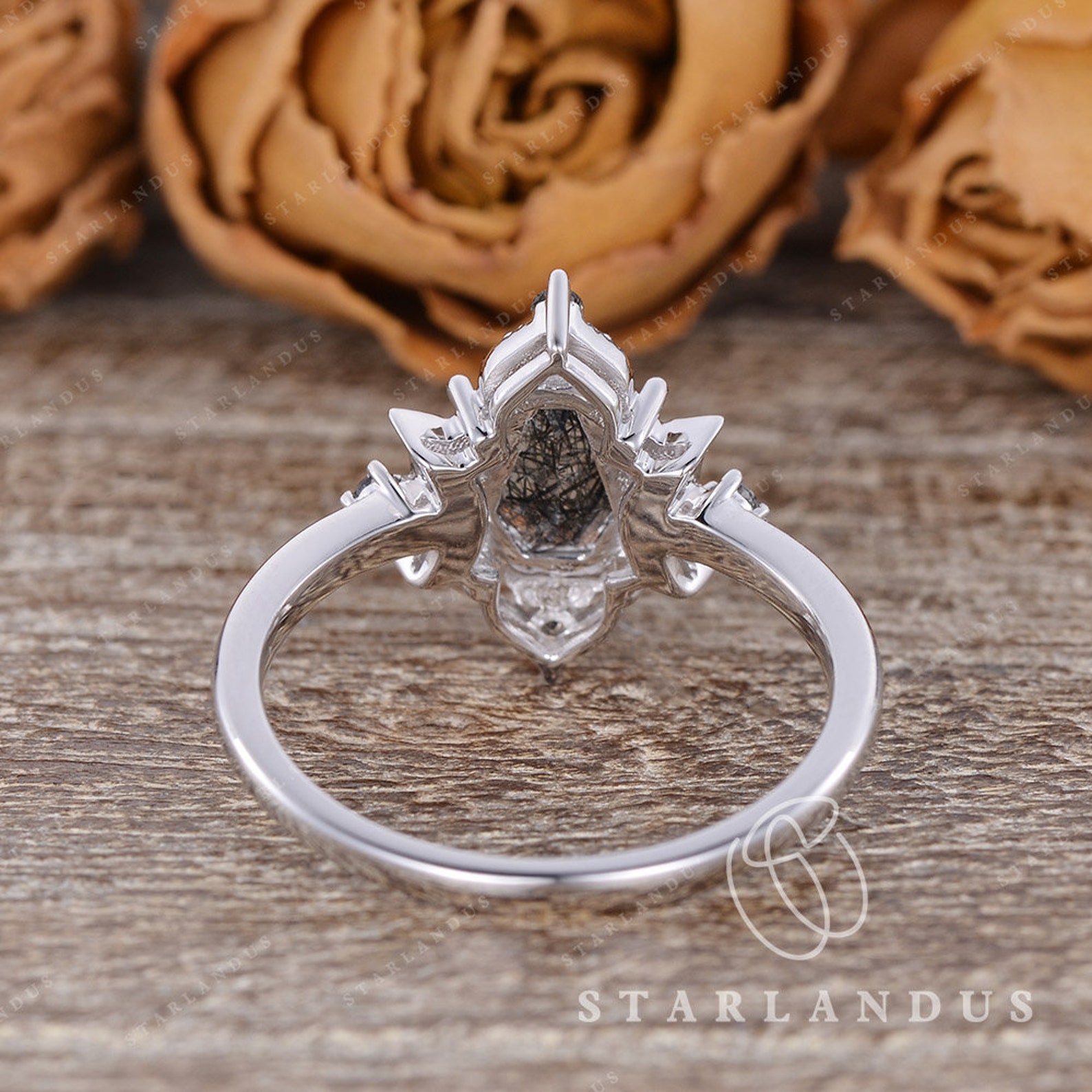 Black Crystal Ring Coffin Cut Black Rutilated Quartz - Etsy