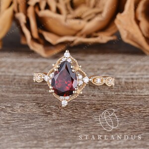 January Birthstone Engagement Ring 1ct Garnet Engagement Ring Rose Gold ...