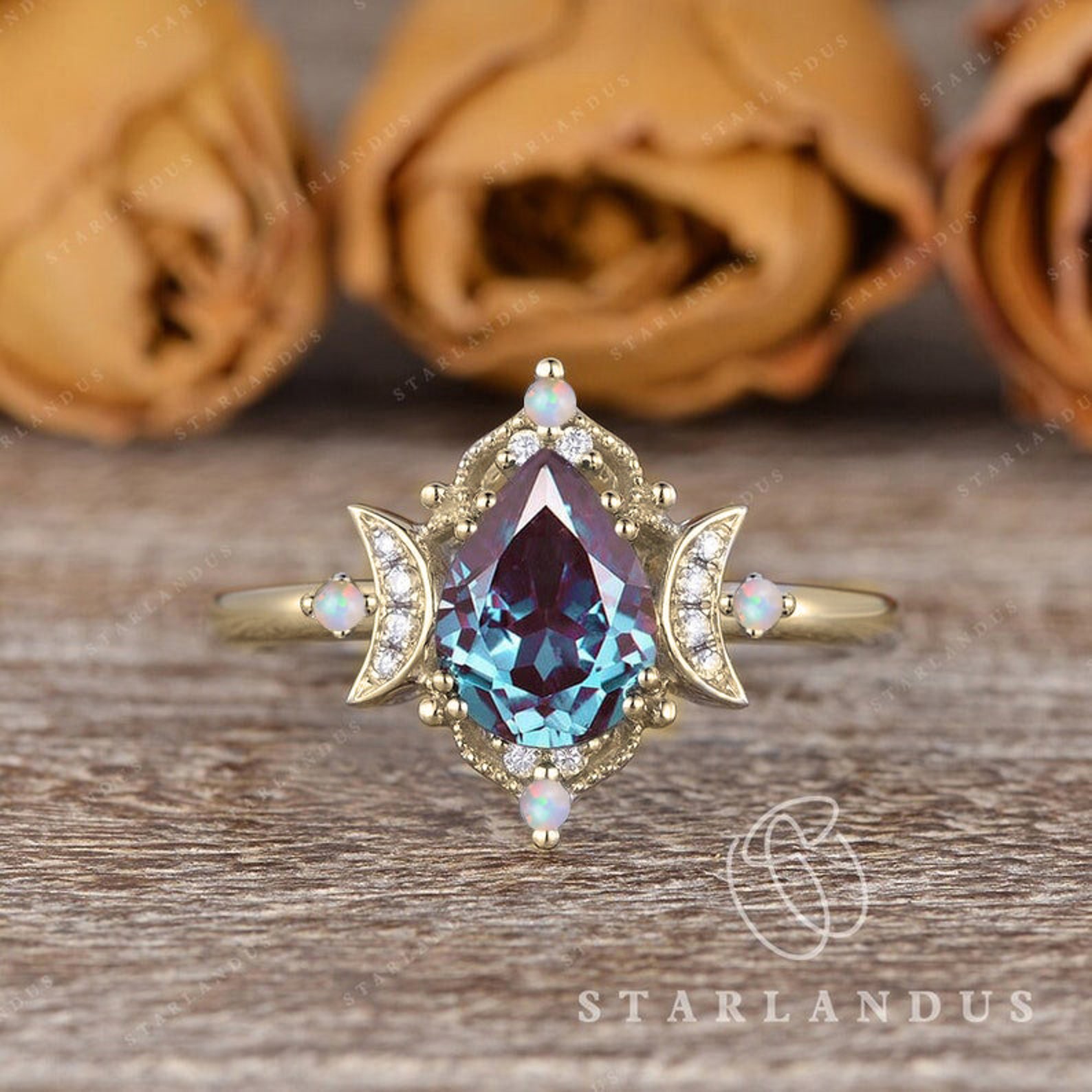 Lab Alexandrite OPAL Engagement Ring White Gold 1ct Mystic - Etsy