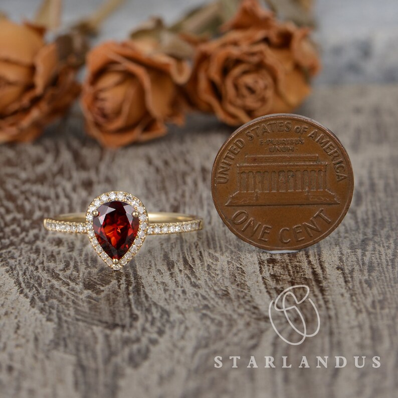Garnet Engagement Ring January Birthstone Ring Yellow Gold - Etsy