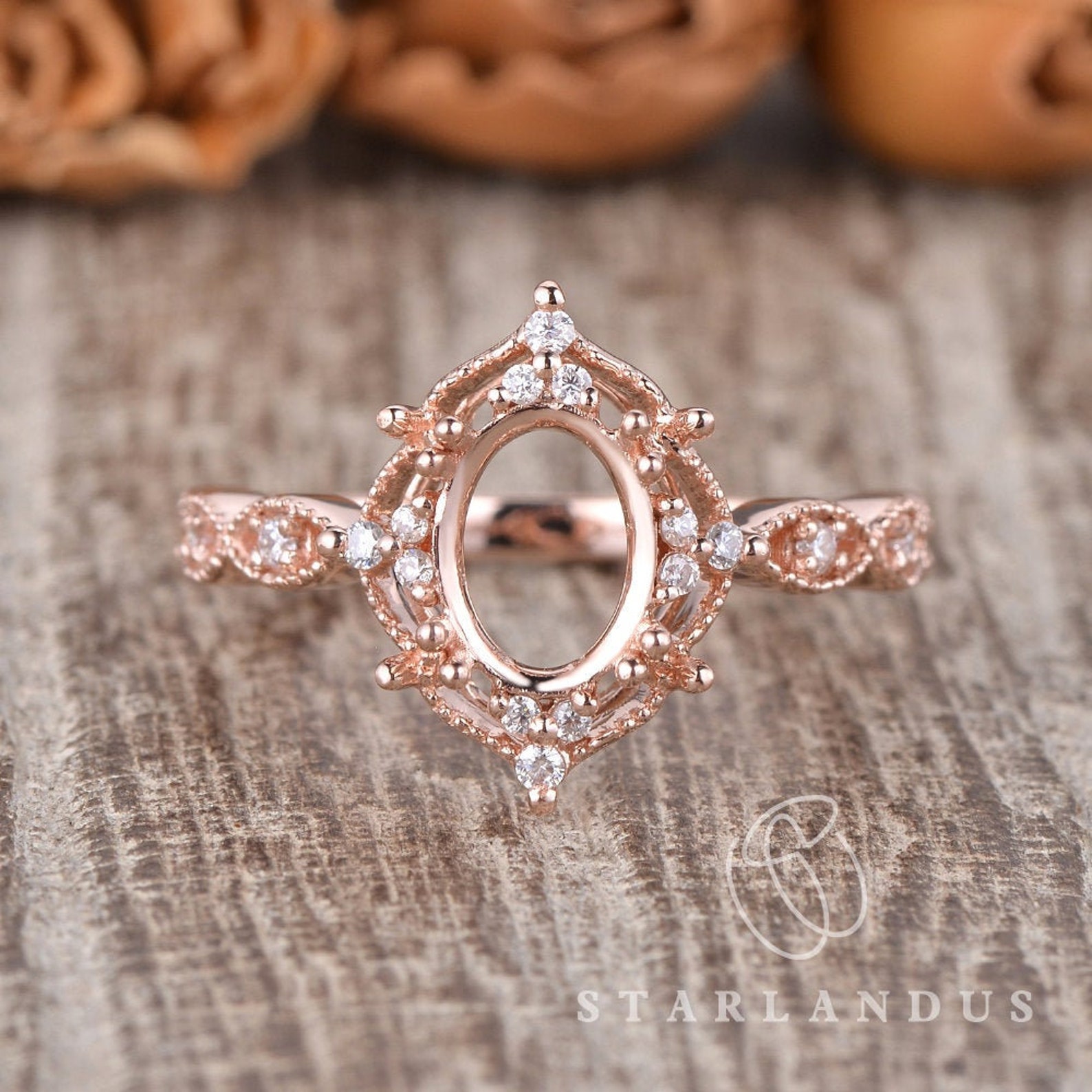 White Gold Custom Ring Setting White Gold Rose Gold Engagement - Etsy