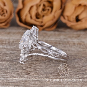 Fancy Hexagon Moissanite Engagement Ring 2pcs One of a Kindvintage ...