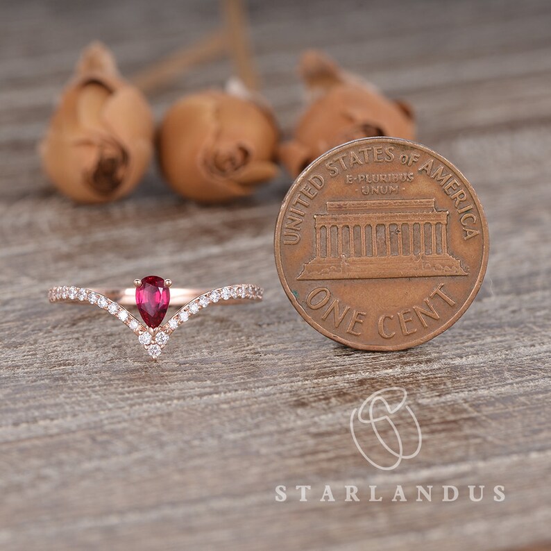 Natural Ruby Engagement Ring Pear Shaped Rose Gold Engagement | Etsy