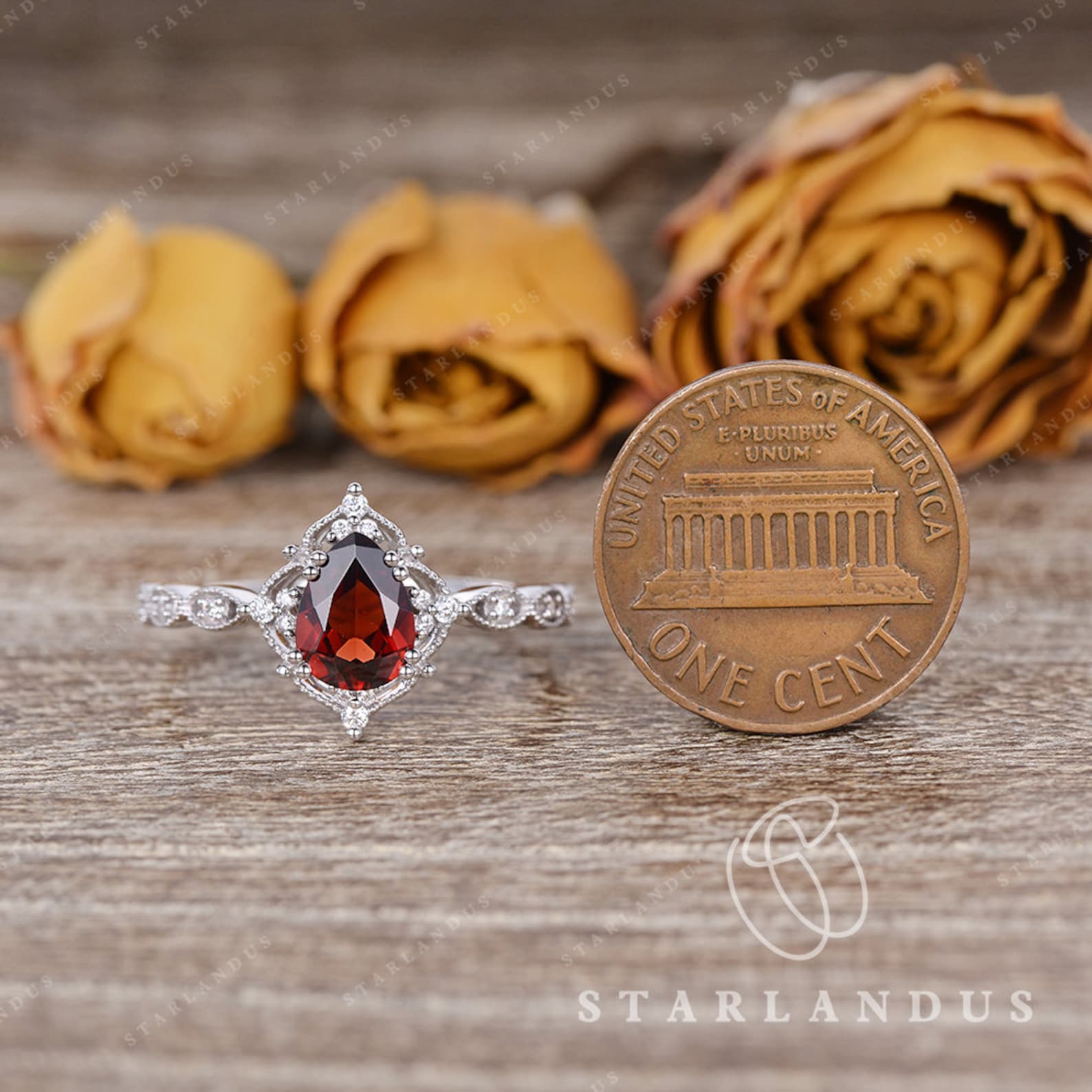 January Birthstone Engagement Ring 1ct Garnet Engagement Ring - Etsy