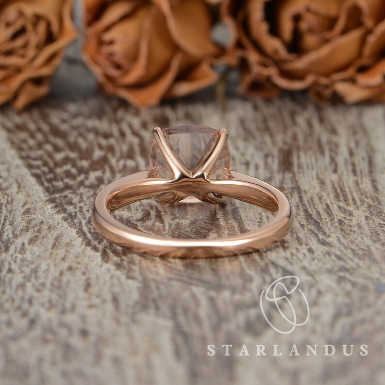 Cushion Cut Morganite Ring Morganite Engagement Ring Solitaire - Etsy