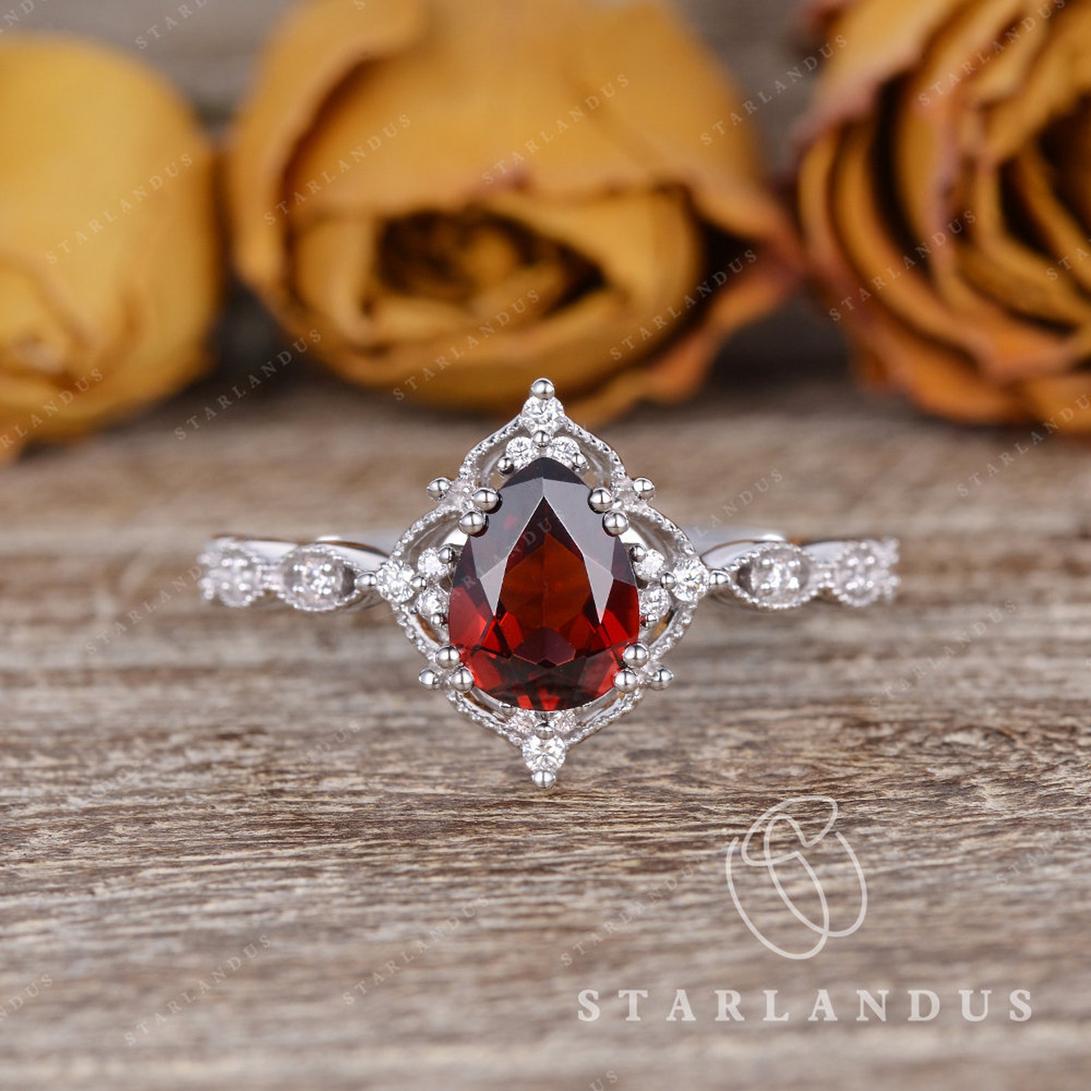 January Birthstone Engagement Ring 1ct Garnet Engagement Ring - Etsy