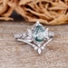 Pear Shaped Moon Engagement Ring 1ct Moss Agate Ring 2pcs - Etsy