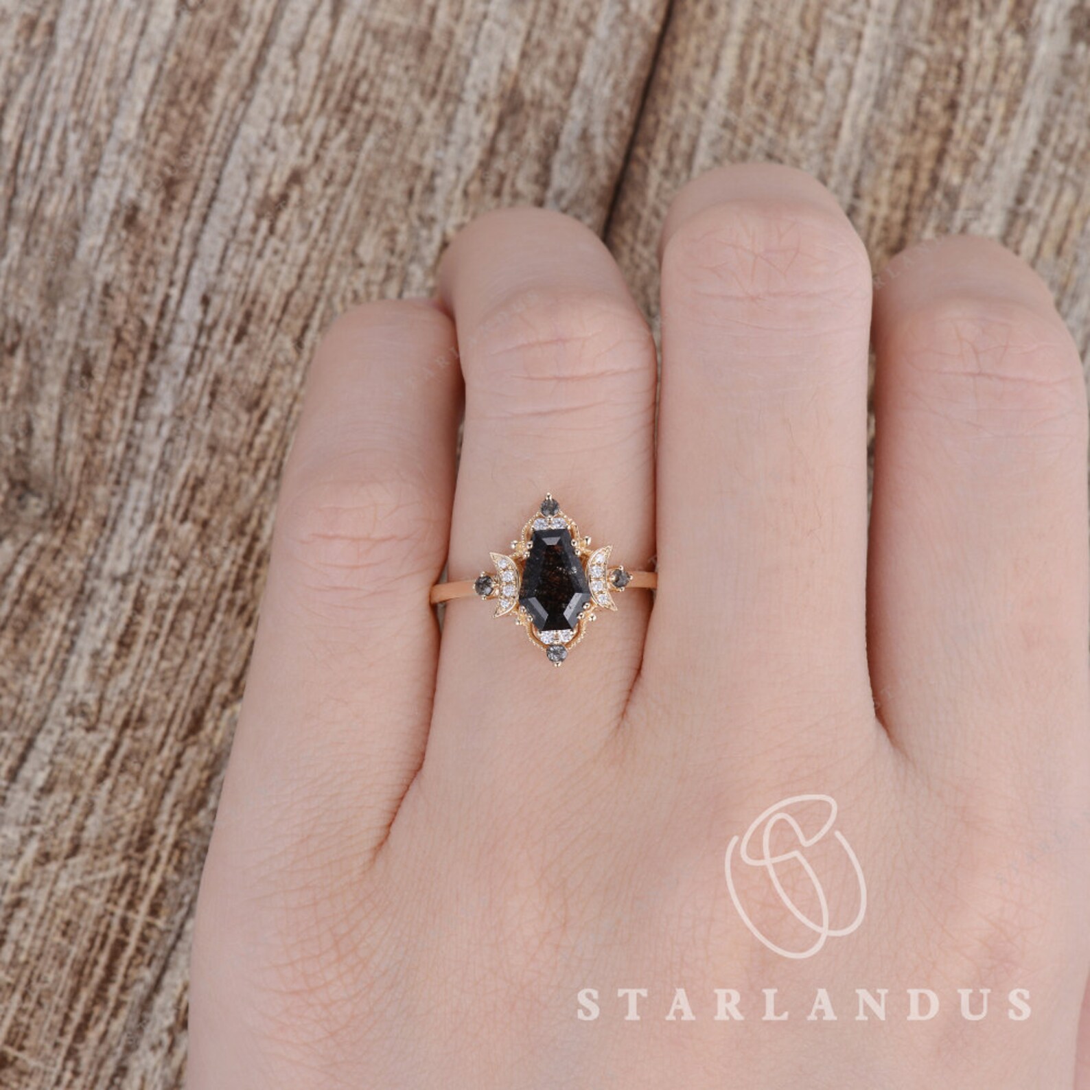 Black Crystal Ring Coffin Cut Black Rutilated Quartz - Etsy