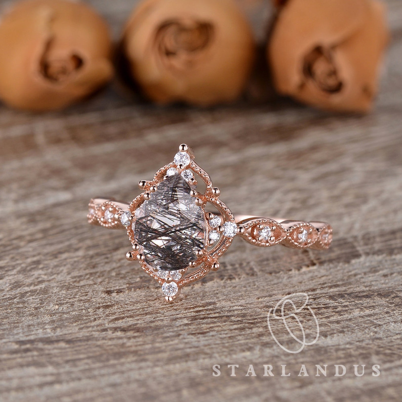 Black Rutilated Quartz Engagement Ring 1ct Engagement Ring - Etsy