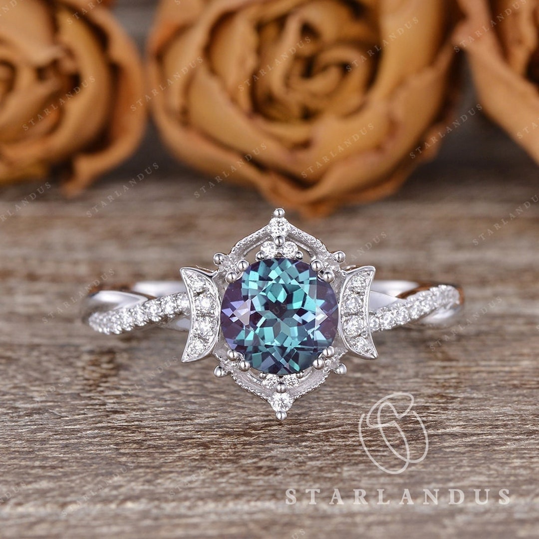 Infinity Engagement Ring Lab Alexandrite Engagement Ring Changing Color ...