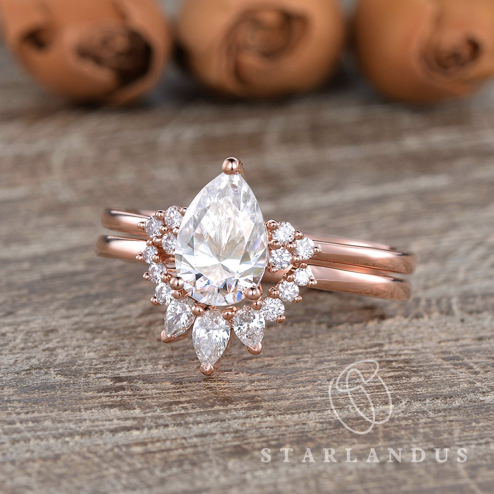 Unique Wedding Ring Set 2pcs 1.5ct Moissanite Engagement Ring - Etsy