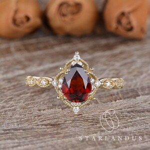 January Birthstone Engagement Ring 1ct Garnet Engagement Ring Rose Gold ...