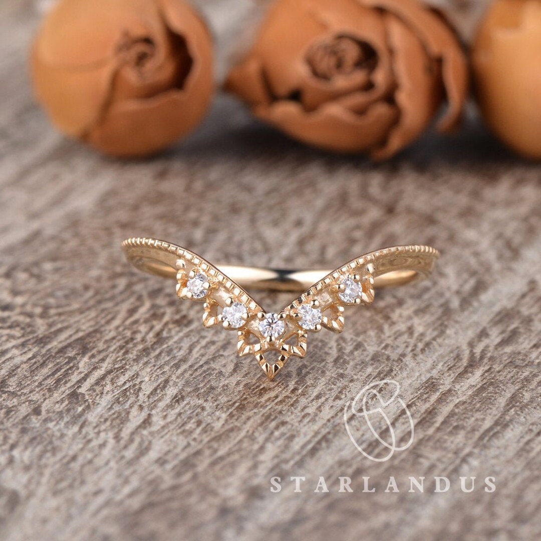 Custom Chevron Wedding Band Antique Curved Band Chevron Band Flower ...