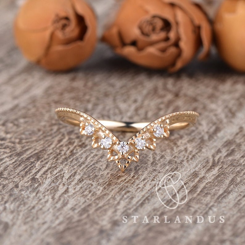 Custom Chevron Wedding Band Antique Curved Band Chevron Band Flower ...