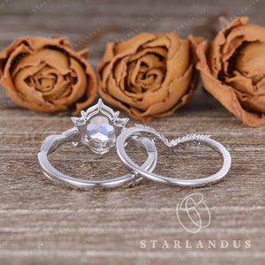 Moonstone Infinity Engaging Ring Set 2pcs Art Deco Engagement Ring ...