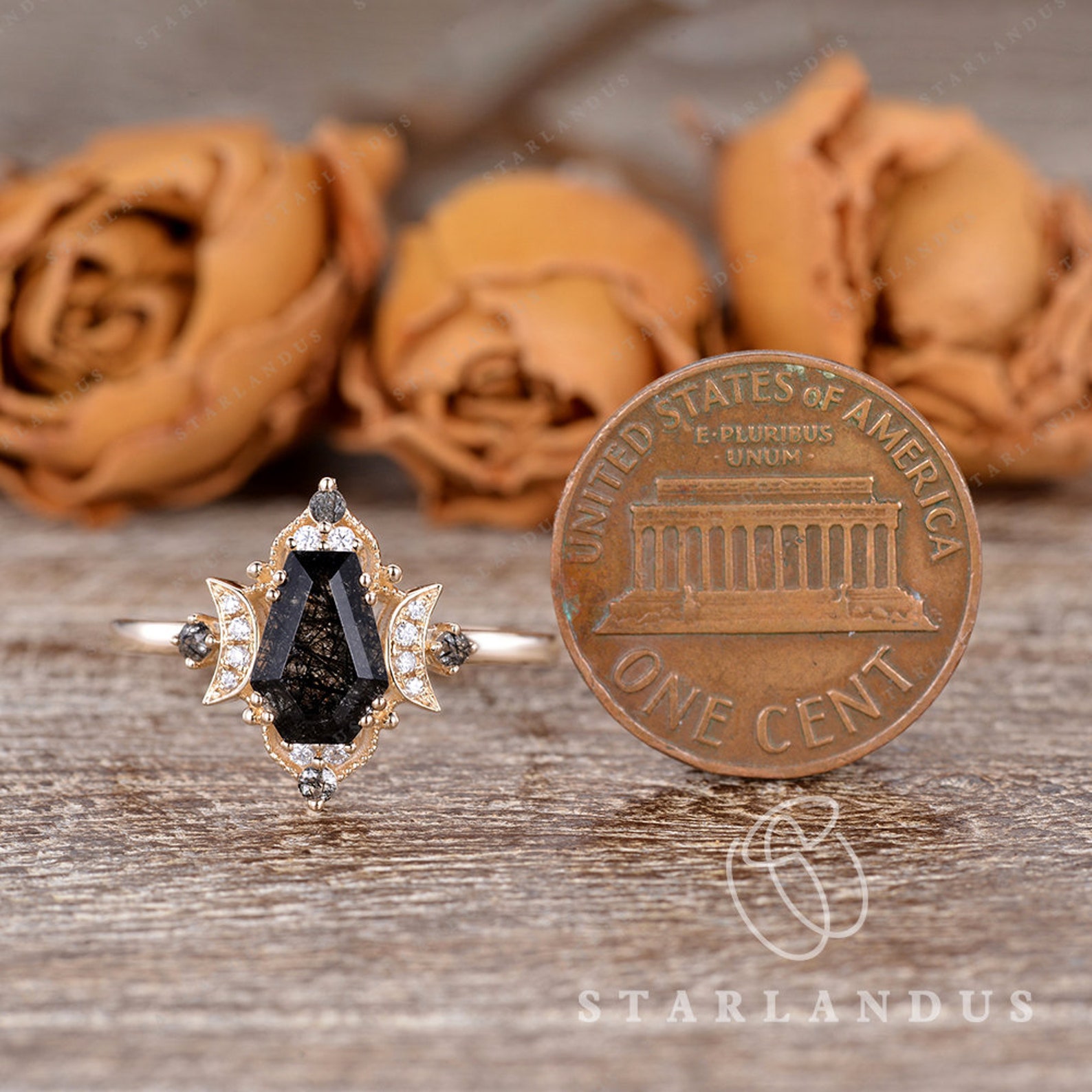 Black Crystal Ring Coffin Cut Black Rutilated Quartz - Etsy