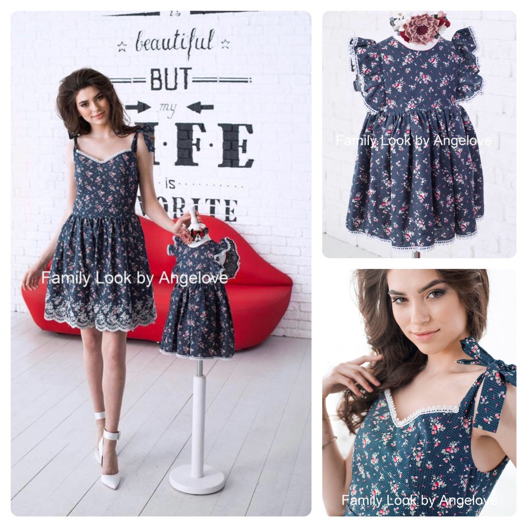 Matching Сotton Summer Family Outfit Mommy and Mе Dress Sundress ...