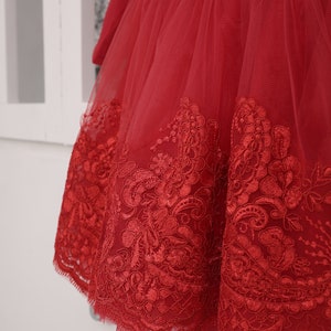 Girl's Dress Red Lace Christmas Party Dress - Etsy