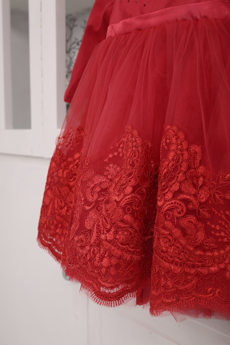 Girl's Dress Red Lace Christmas Party Dress | Etsy