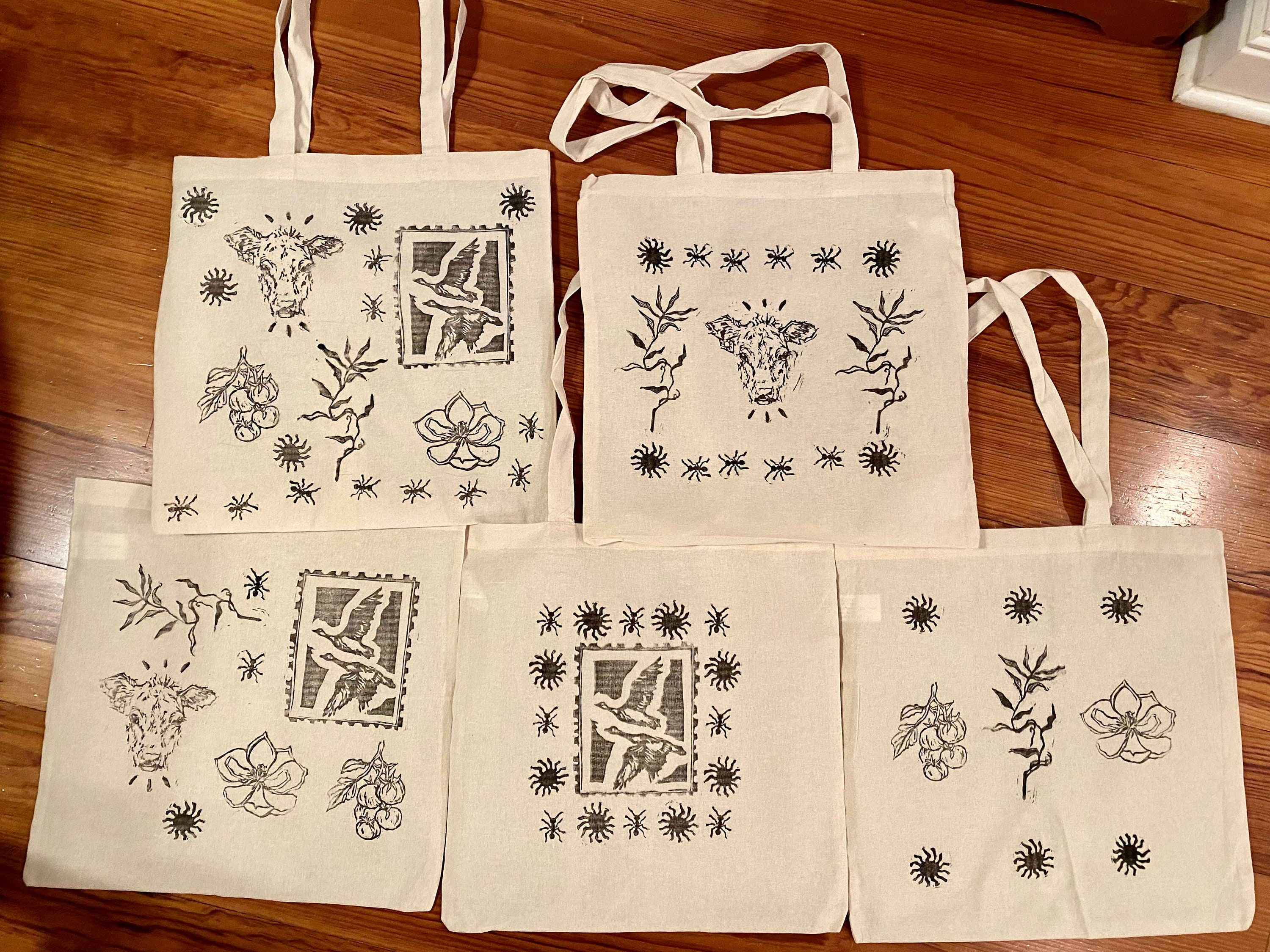 Block Printed Tote Bags - Etsy