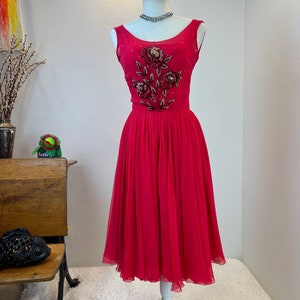 1950s Dress / 1950s Chiffon Dress / 50s Dress / 1950s Fashion / Vintage ...