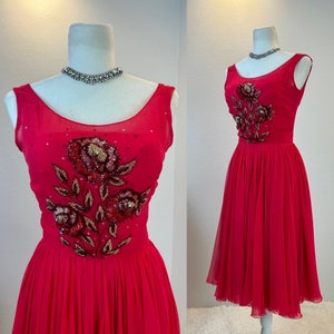 1950s Dress / 1950s Chiffon Dress / 50s Dress / 1950s Fashion / Vintage ...