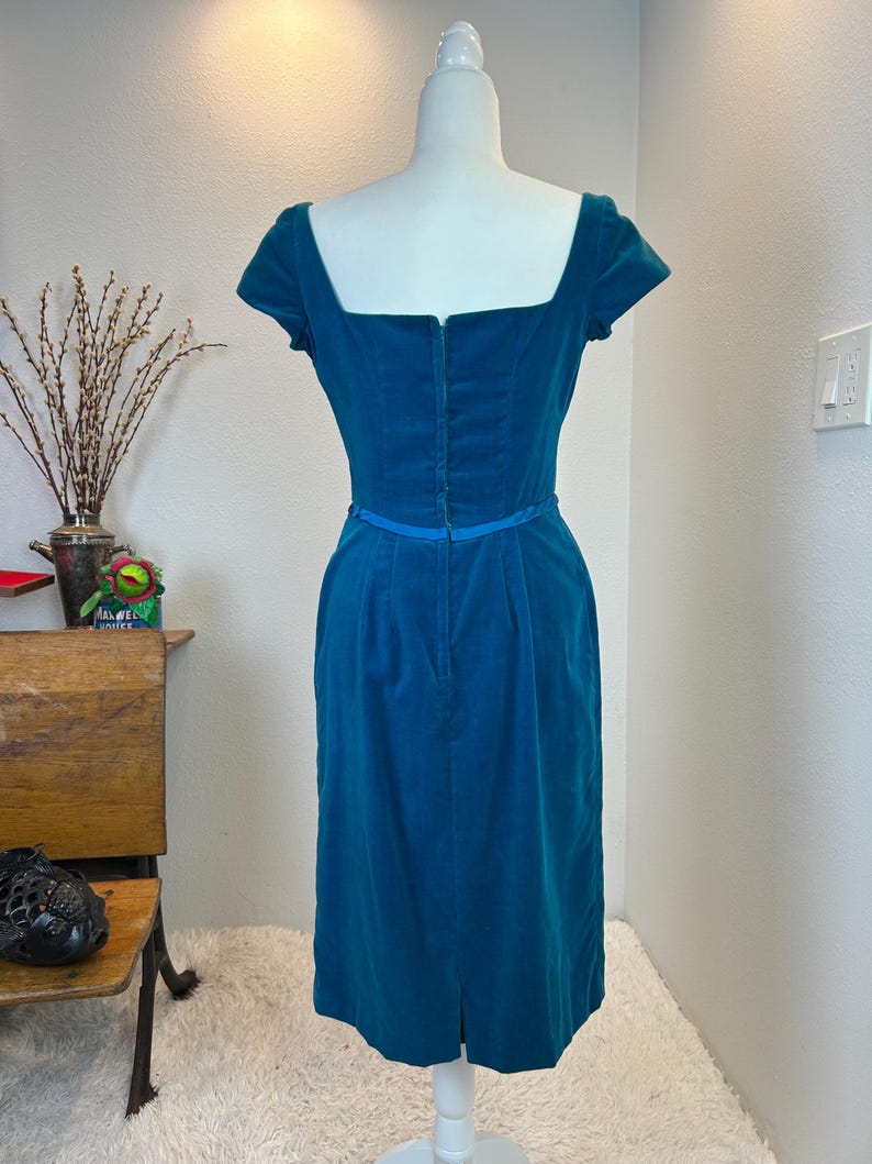 1960s Emma Domb Velvet Dress & Headpiece - Blue Mod Style - Etsy