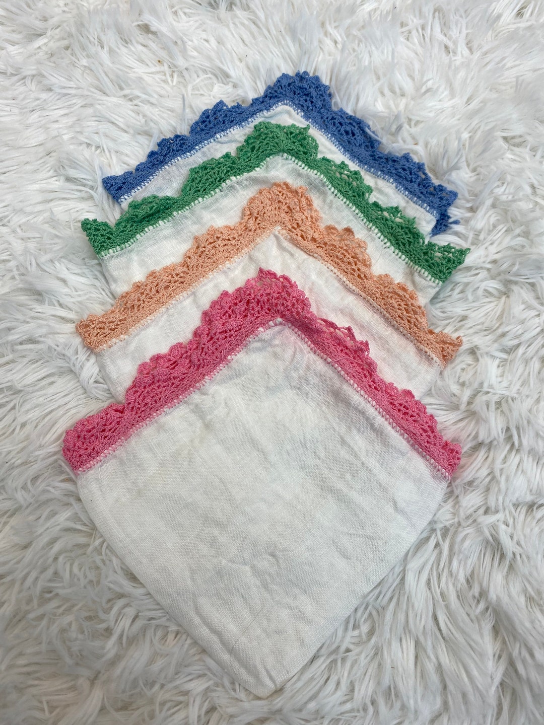 1950s Hanker Chief Set of Four / 50s Crochet Hankies - Etsy