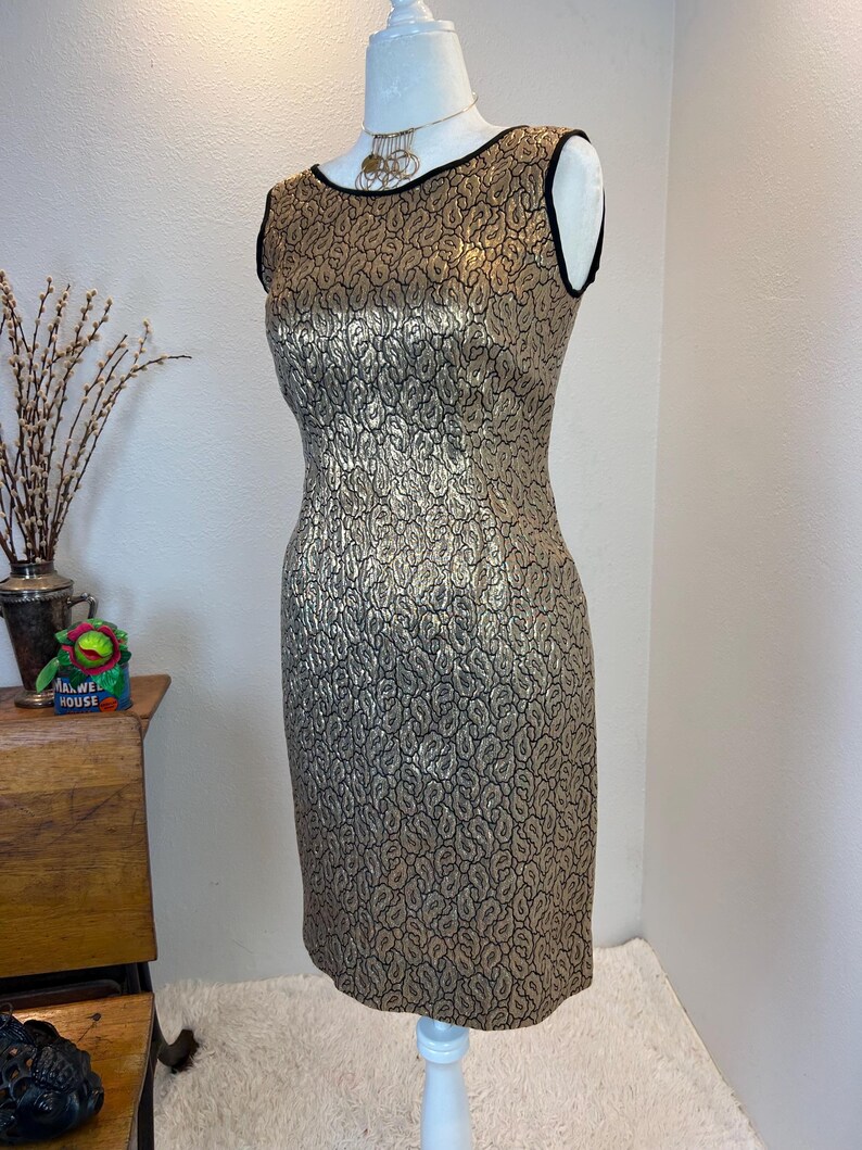 Vintage Gold Lame Party Dress: 1950s-60s Wiggle Style - Etsy UK