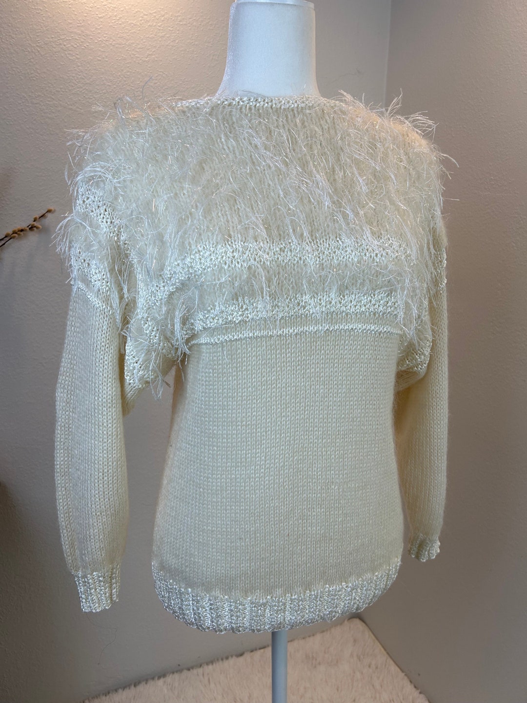 1980s Sweater / 80s Sweater/ 1980s Fluffy Sweater / Puff Sweater/ 1980s ...